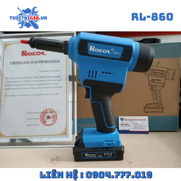 Súng bắn tán rút ( Súng rút ốc tán) Rocol RL860 ( 2 Pin+ sạc)
